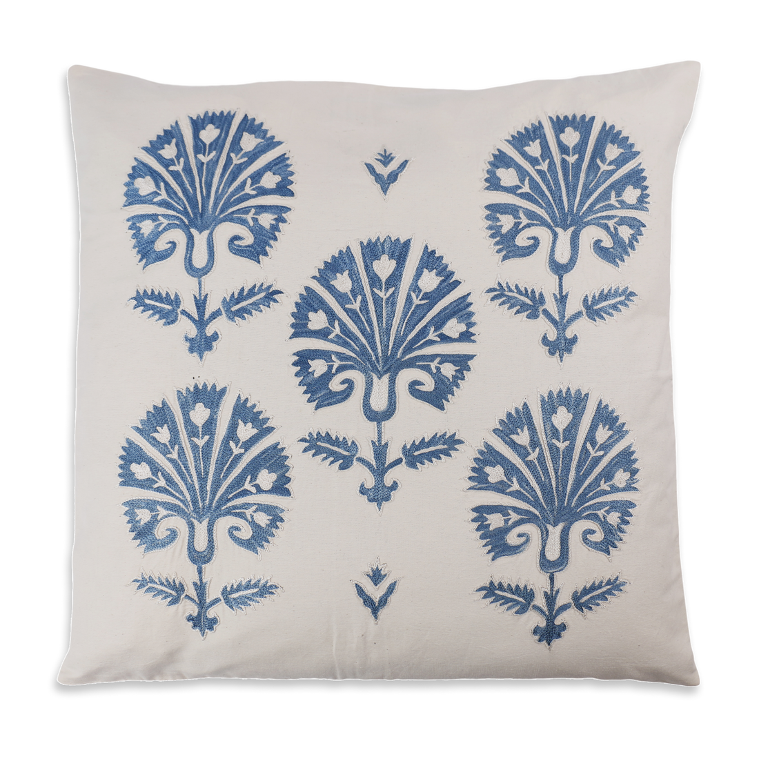 Silk Embroidered Ottoman Blue Carnations Cushion – Ottoman Touch